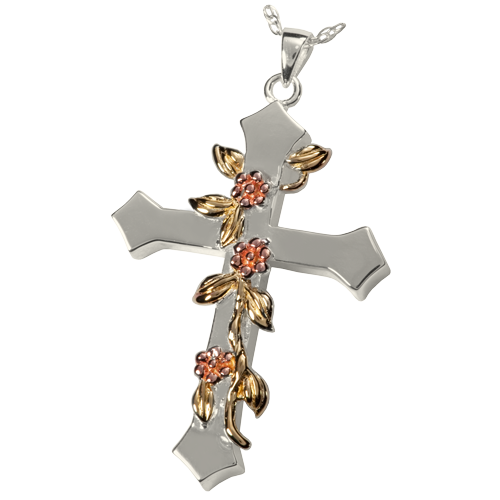 Rose Vine Cross Sterling Silver Pendant – Gravure Craft